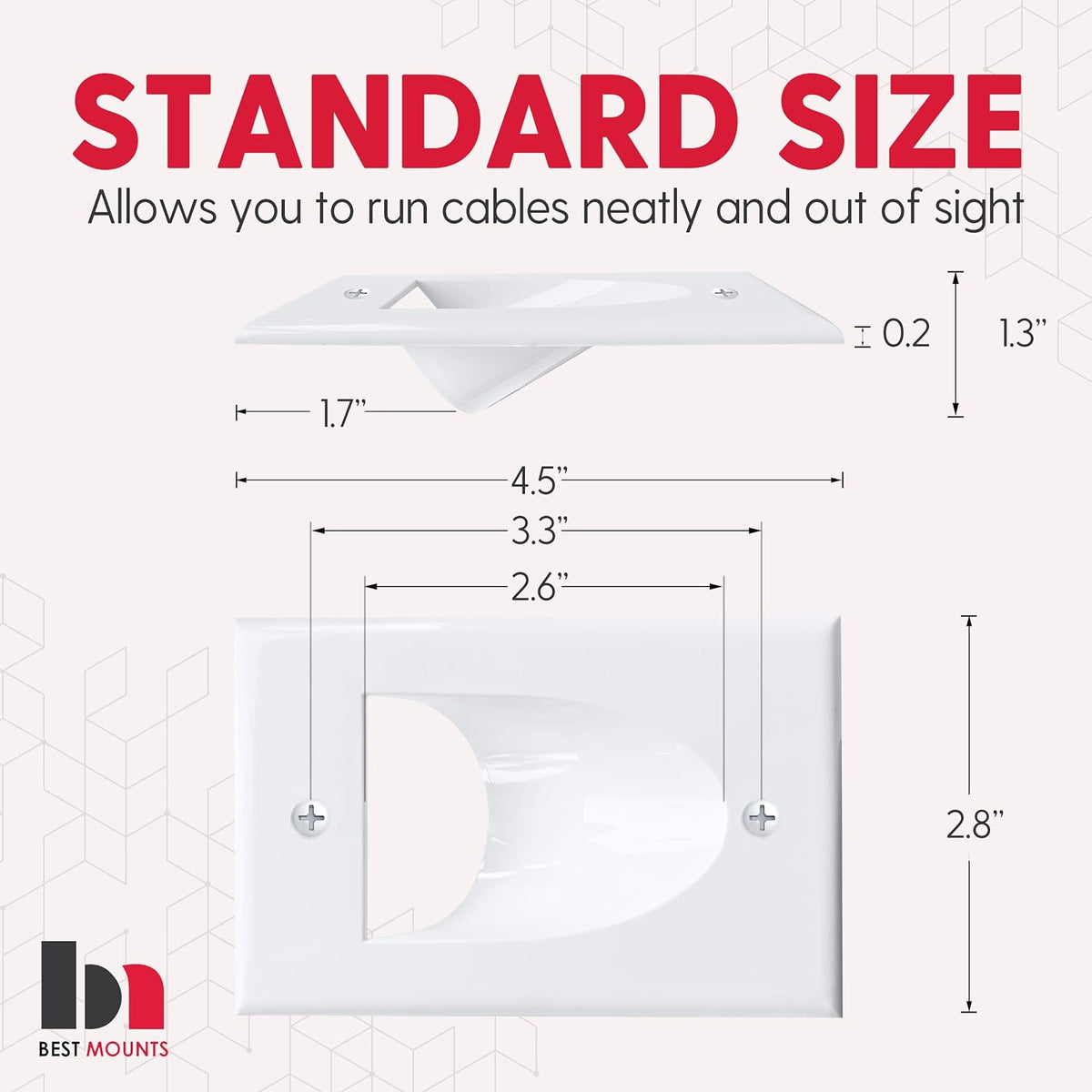 BestMounts - in Wall Cable Management Kit -Recessed Wall Plate Cable P ...