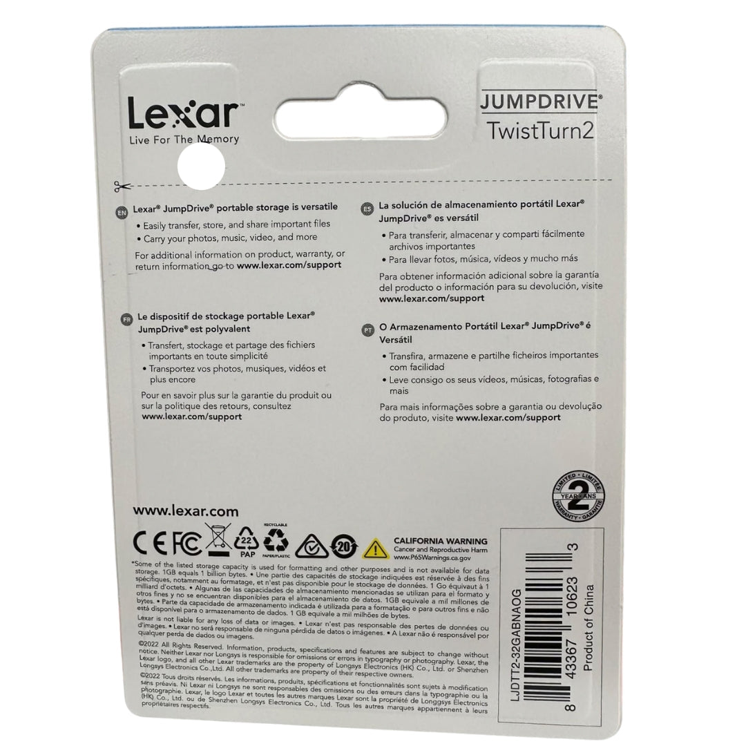 Lexar JumpDrive TwistTurn2 32GB USB 2.0 Flash Drive – Rotating Capless ...